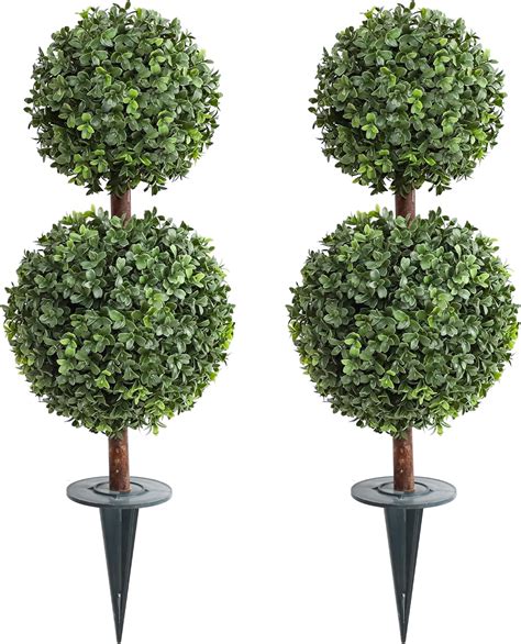 Momoplant Artificial Topiary Double Ball Small Trees With