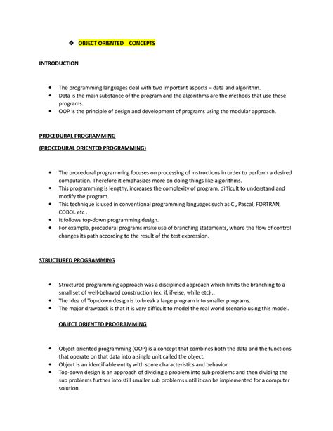 object oriented concepts object oriented concepts introduction the