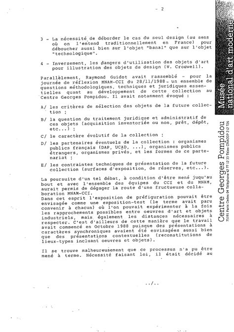 353 Note From Jean Paul Ameline To Jean Hubert Martin January 30 1989 P 2 4 Problemata