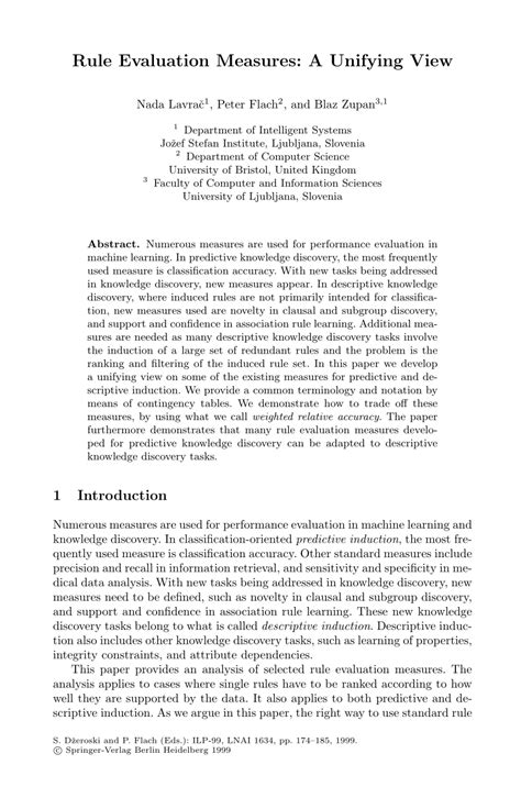 pdf rule evaluation measures a unifying view