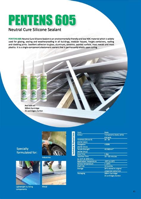 Pentens 605 Silicone Neutral Cure Silicone Sealant Penang Malaysia Simpang Ampat Supplier