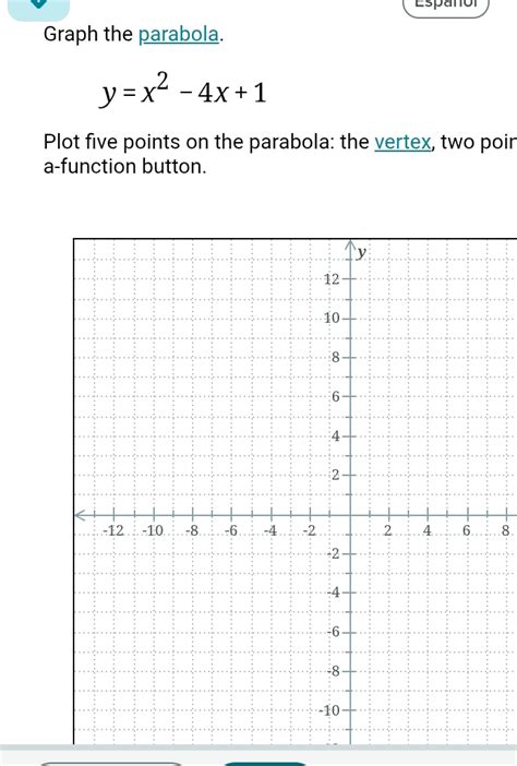 Solved Español Graph The Parabola Yx2 4x1 Plot Five Points On The Parabola The Vertex Two