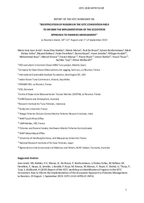 Pdf Identification Of Regions In The Iotc Convention Area To Inform