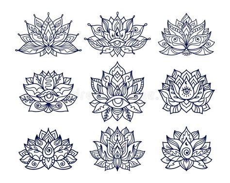 Lotus Flower Tattoo Design Bohemian Boho Art Lotus Flower Line Art In