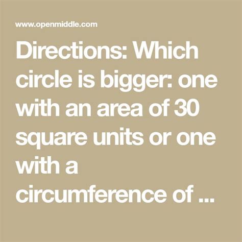Comparing Circle Sizes Area Vs Circumference