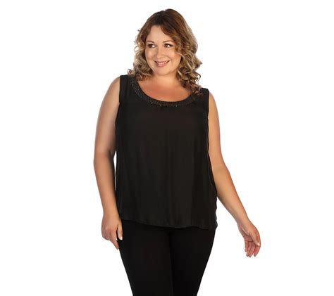 Skinnytees Plus Sleeveless Silk And Sequin Blouse