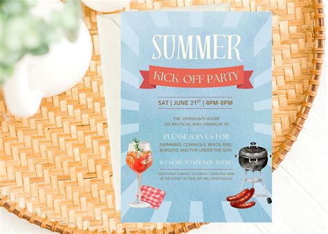 Cookout Summer Kickoff Party Invitation Template Bbq Summer Pool Party