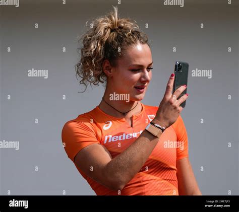 Sprinter Lieke Klaver Takes Images With Her Smartphone During A