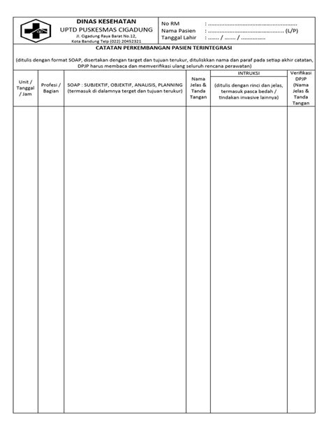 Formulir Cppt Puskesmas Cigadung Pdf