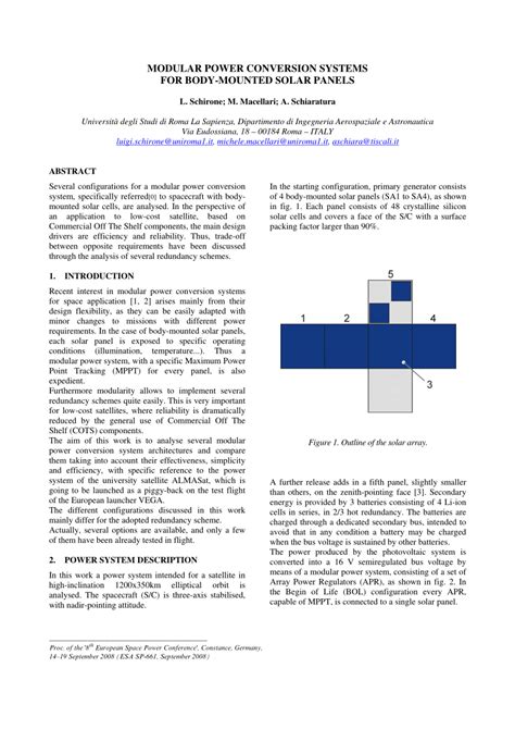 Pdf Modular Power Conversion Systems For Body Mounted Solar Panels