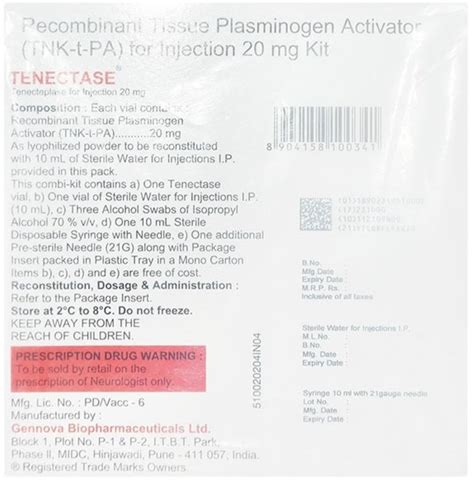 Tenectase 20mg Injection At ₹ 39599piece In Ahmedabad Id 2849149621912