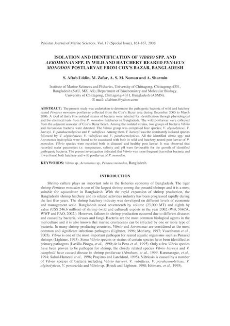 Pdf Isolation And Identification Of Vibrio And Aeromonus Spp In