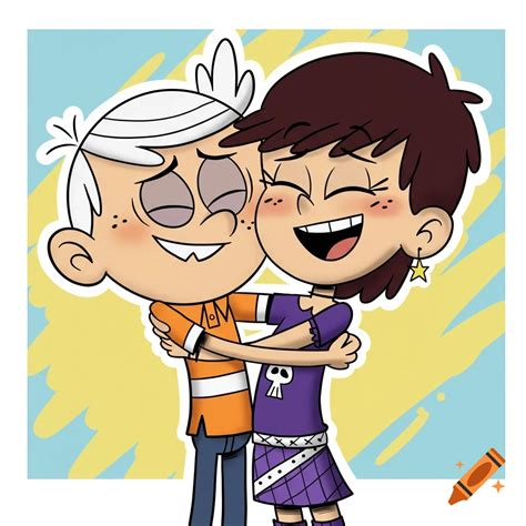 Lincoln Loud And Luna Loud From The Loud House Hugging In A Colorful