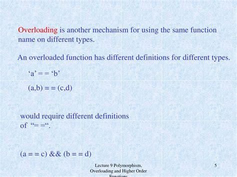Ppt Understanding Polymorphism Overloading And Higher Order