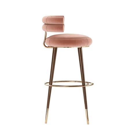 Betsy Luxury Velvet Fabric Upholstered High Bar Stool Chair Gavisco