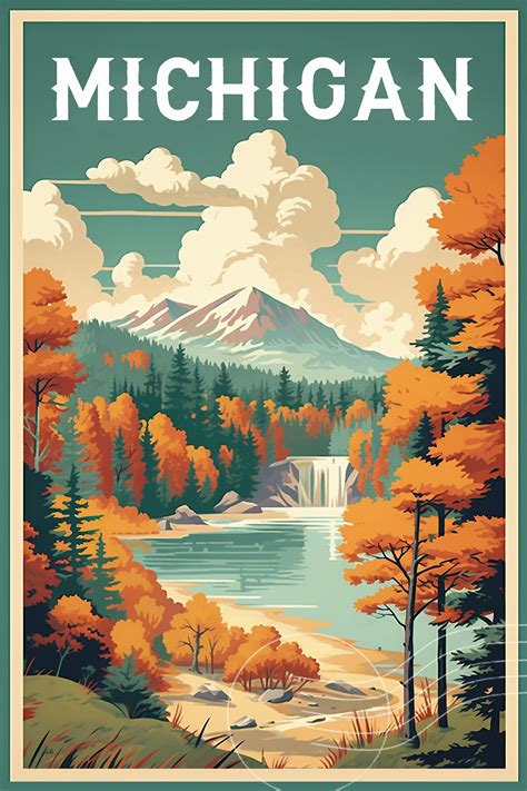 Michigan Vintage Travel Poster Print Wall Art T Idea Home Decor