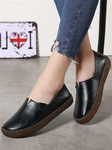 Solid Color Leather Soft Sole Casual Shoes Casual Leather Flats Casual Shoes Women Casual