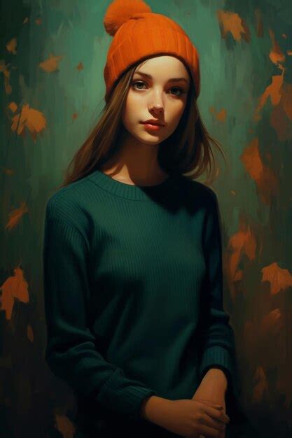 Premium Ai Image A Girl In A Red Hat