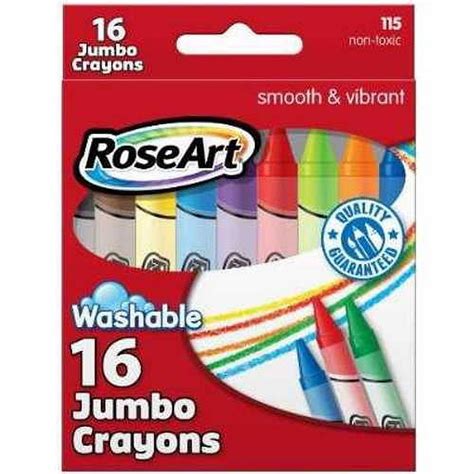 Roseart Washable Jumbo Crayons 16 Piece Count Assorted Colors