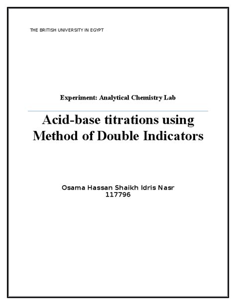 Double Indicator Titration Calculation