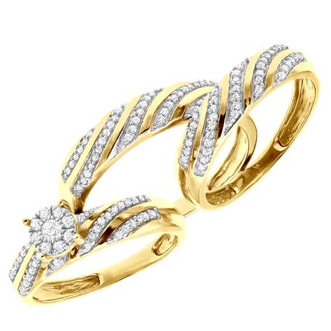 3 Piece His And Hers Wedding Ring Sets 60 Photos