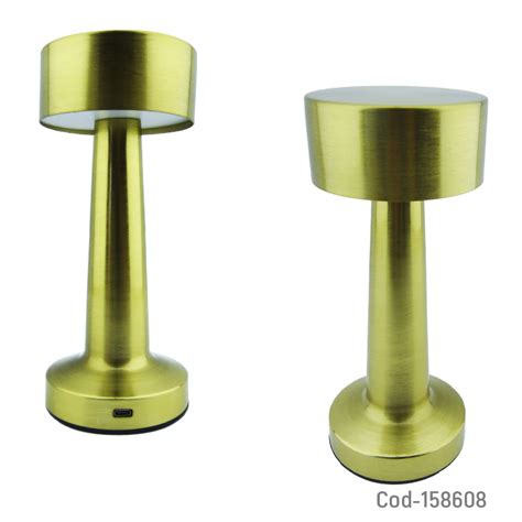 Kolm Lampara LED De Mesa En Metal Touch Recargable 3 Tonos De Luz