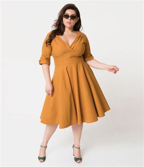 Apple Shaped Swing Dress Plus Size Wedding Guest Dress Summer Retro