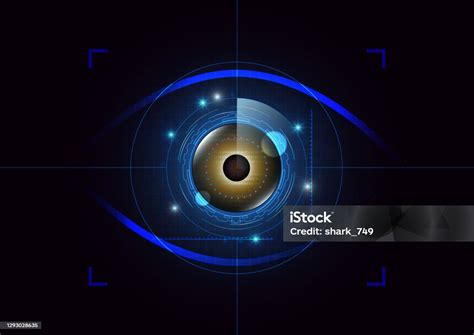 Futuristic Eye Detection Technology Concept With Binary Code Vector Illustration Stock