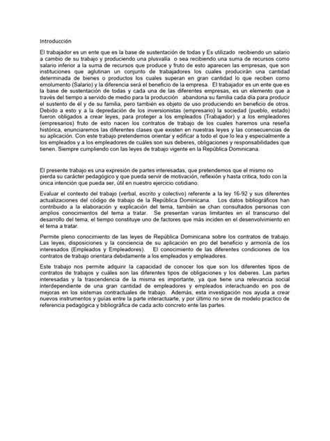 Introducion 1 Del Codigo Laboral Pdf Derecho Laboral Business