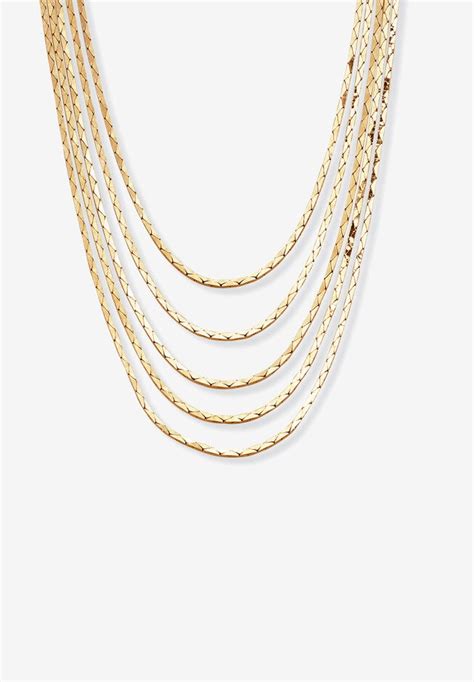 Goldtone 30 Waterfall Necklace Multi Strand Cobra Gold Catherines