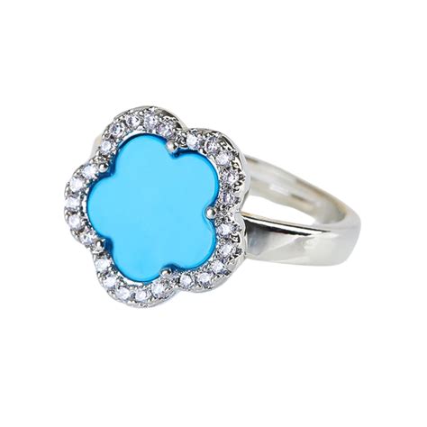 Silver And Blue Clover Ring Clover Shop