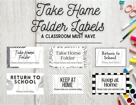 Take Home Folder Labels School Labels Sticker Labels School Stationary Binder Cover