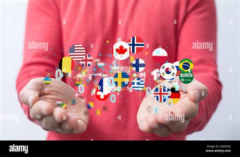 Flags Of Different Countries Connected To Each Other The Concept Of