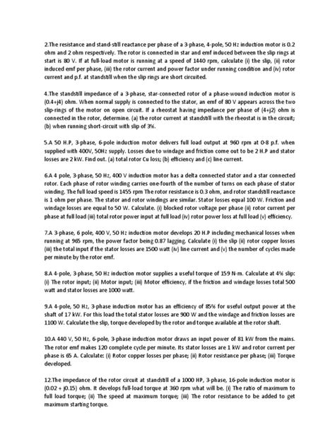 Assignment Pdf Electric Motor Electrical Impedance