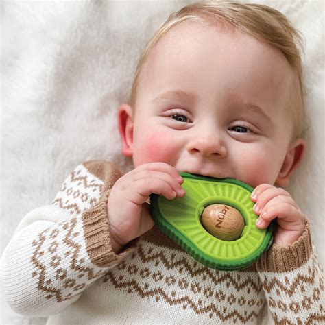 Avocado Muncher Wood And Silicone Teether Nuby