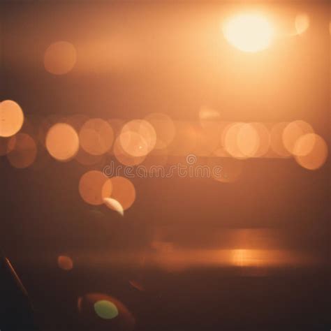 Abstract Orange Bokeh Lights At Night City Stock Illustration