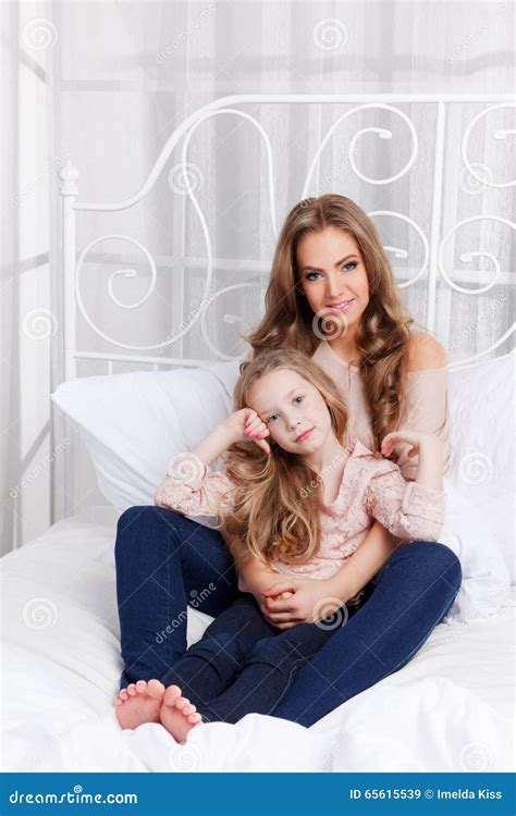 Pretty Mother And Daughter At Home Stock Image Image Of Cute Girl