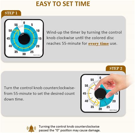 Secura 60 Minute Visual Countdown Timer 7 5 Inch Oversize Classroom