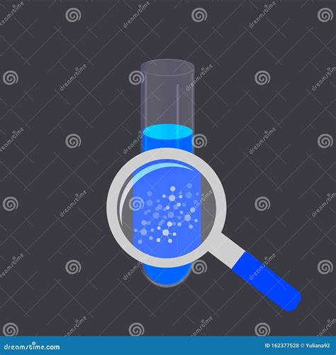 Water Analysis Icon Zooming In On A Test Tube With Water Molecules In