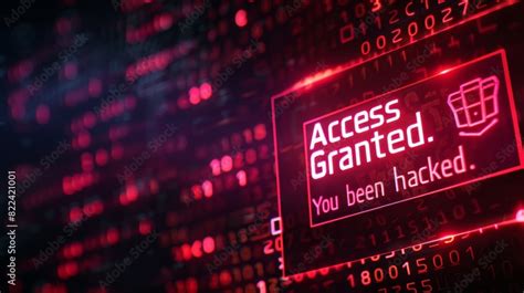 Cybersecurity Breach Alert Hackers Warning Message On Desktop Monitor With Masked Face Emblem