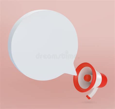 3d Red And White Colored Megaphone Speaker With Speech Bubble Vector Illustration Stock Vector