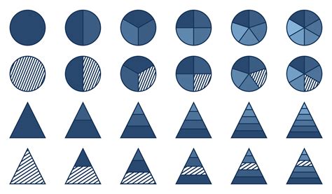 Set Of Diagram Or Division Icons Round And Triangle Design Isolated On