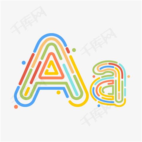卡通线条字母aa素材图片免费下载 千库网