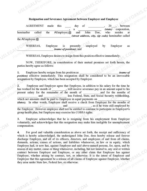 Resignation Letter With Settlement Agreement Us Legal Forms