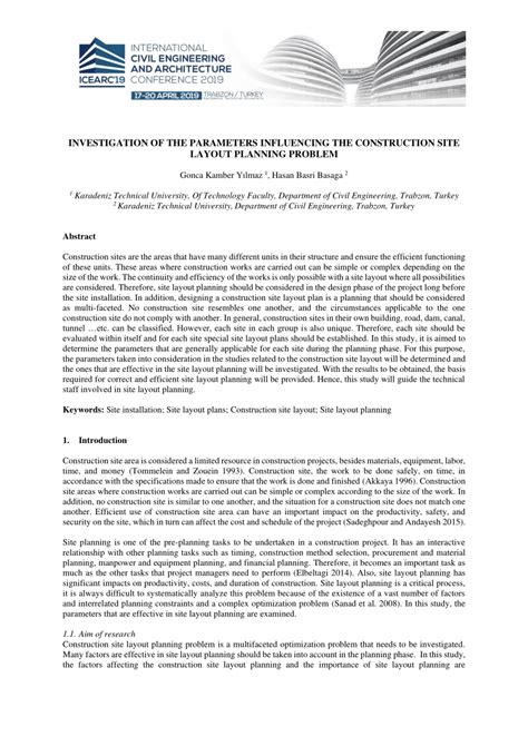 PDF Investigation Of The Parameters Influencing The Construction Site Layout Planning Problem