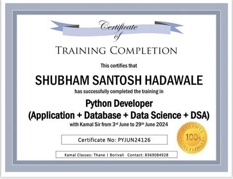 Shubham Hadawale On Linkedin I Am Pleased To Announce That I Have Successfully Completed The