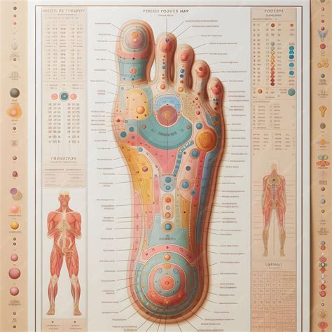 Un Cartel De Mapa Del Pie De Reflexología Que Muestra Los Diversos