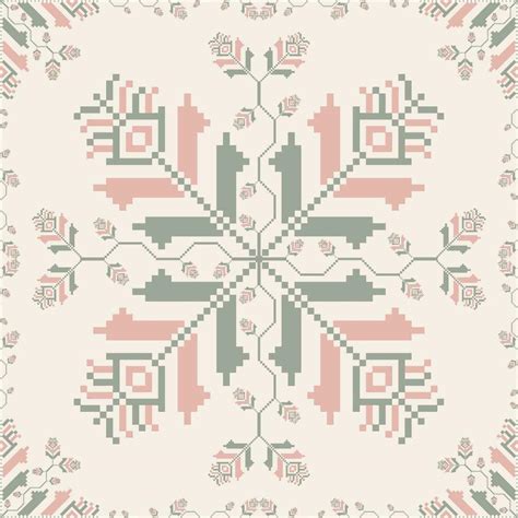 Colorful Embroidery Floral Pattern Geometric Floral Shape Seamless