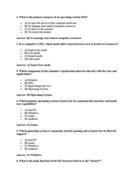 Introduction To Os Important Question Pdf Process Computing