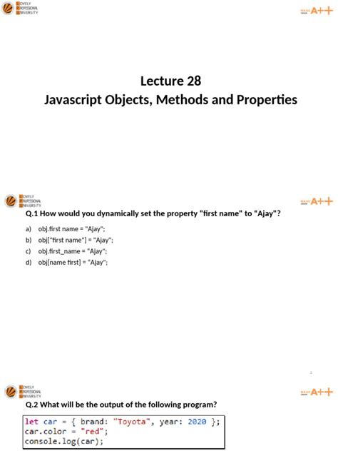 Javascript Object Properties Quiz Pdf